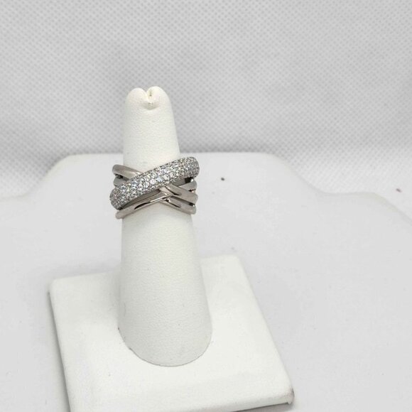 sterling silver crossover ring
